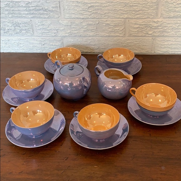 Kitchen | Vintage 8 Piece Japanese Lusterware China Blue | Poshmark